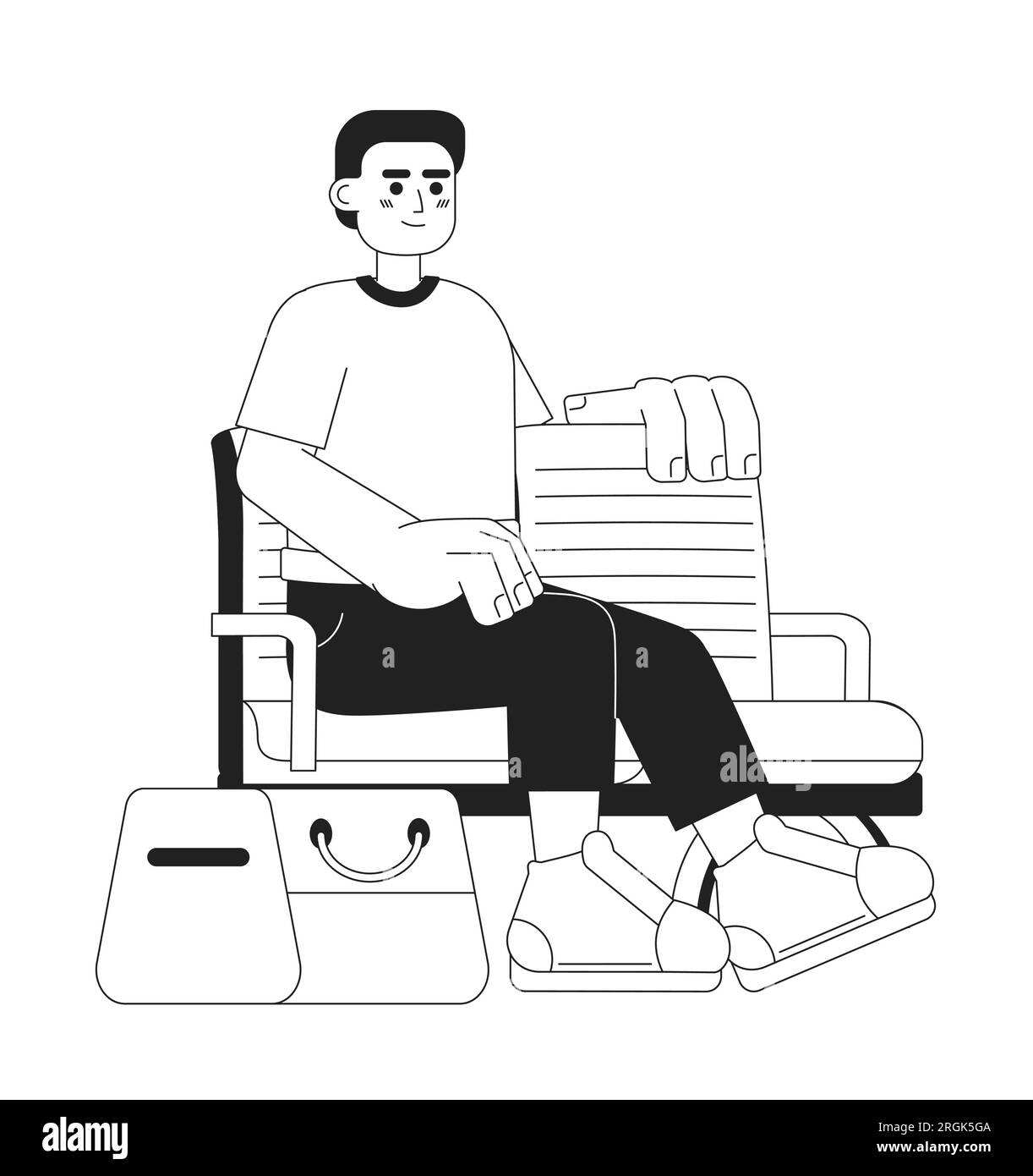 Young indian man sitting bench Stock Vector Images - Alamy