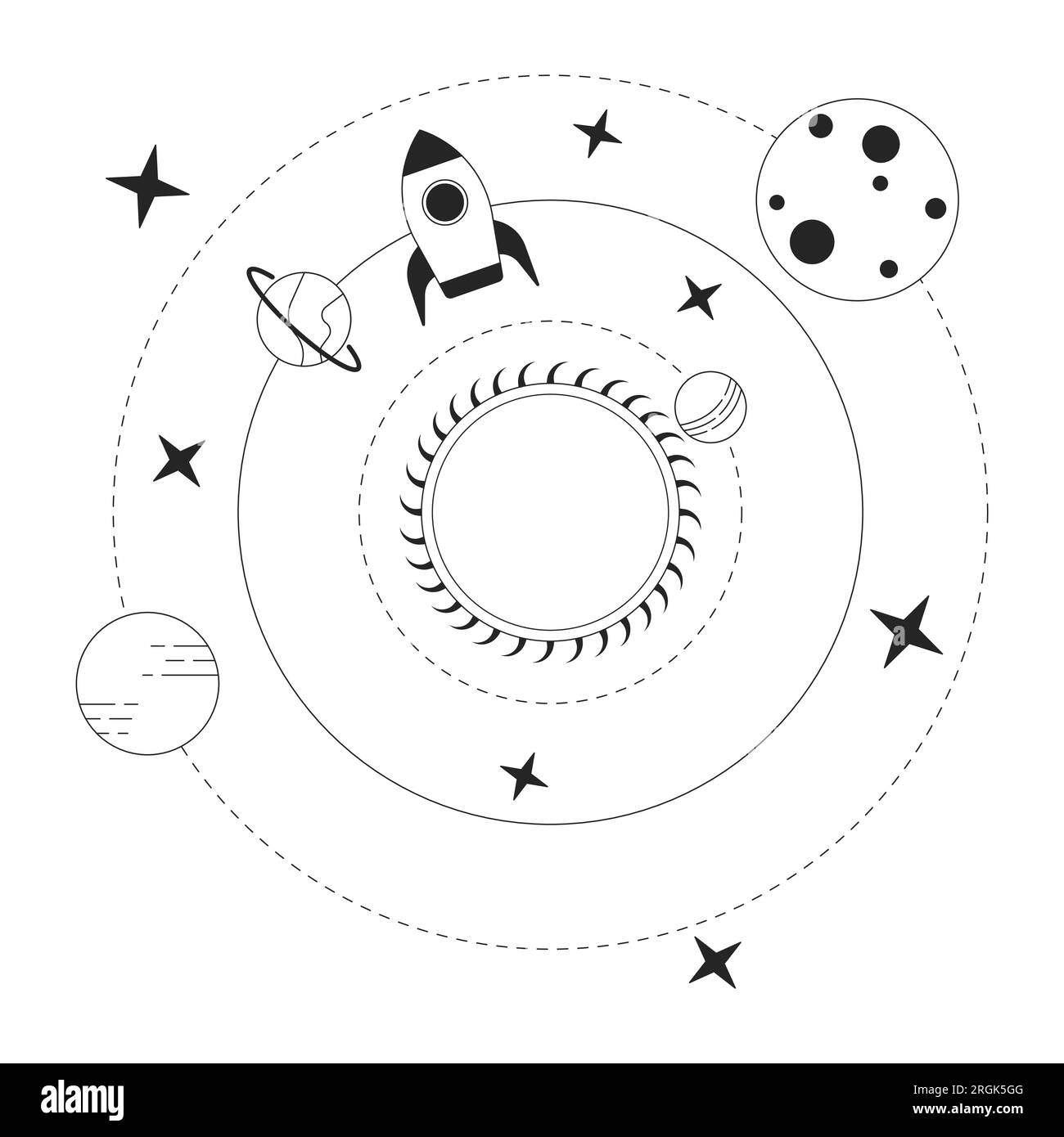 Solar system bw concept vector spot illustration. Rocket science Stock ...