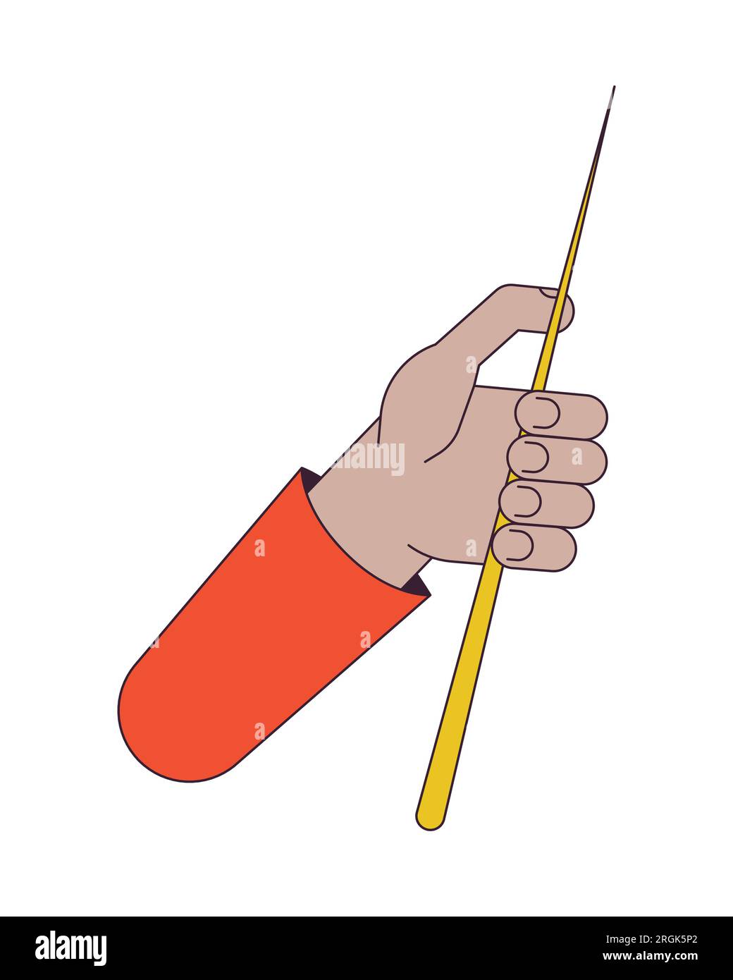 Holding pointer stick flat line color vector character hand Stock ...