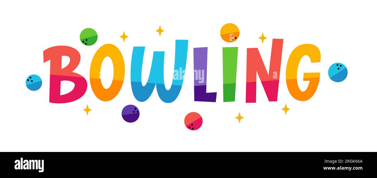 BOWLING logo with balls and stars. BOWLING game. Vector illustration ...