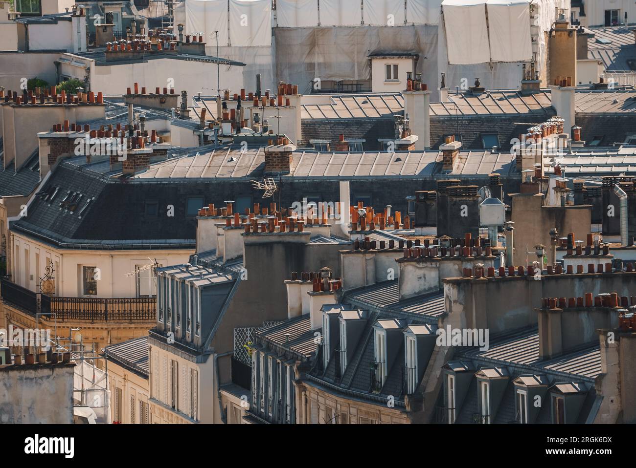 Sunny Parisian Rooftops in Haussmannian Style Stock Photo - Alamy