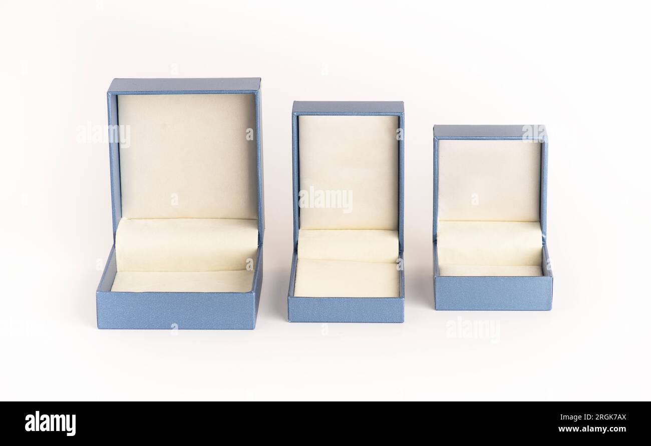 Jewelry Boxes on white background. Various sizes jewelry boxes opened ...