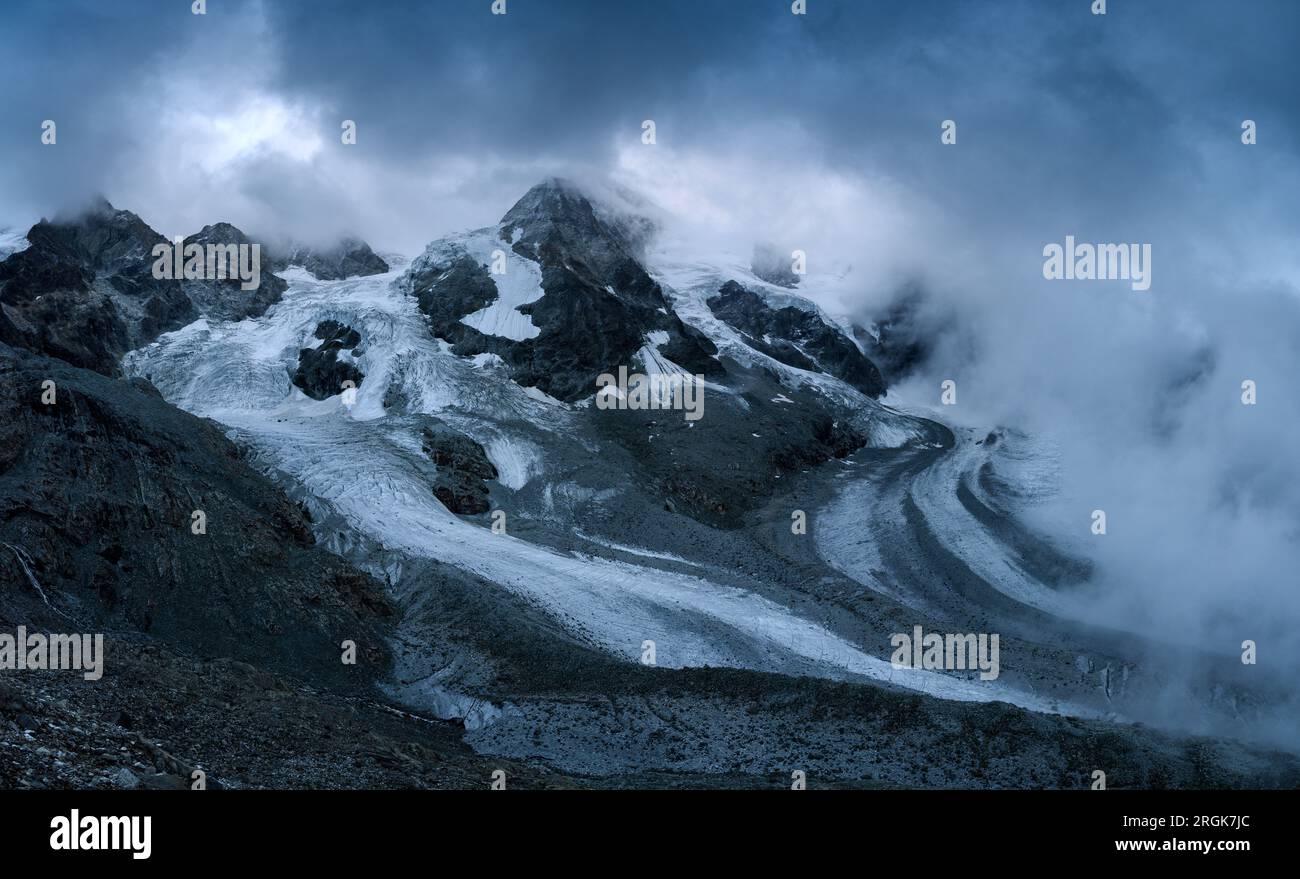 panorama of glaciers from Cabane du Mountet with Glacier Durand and ...