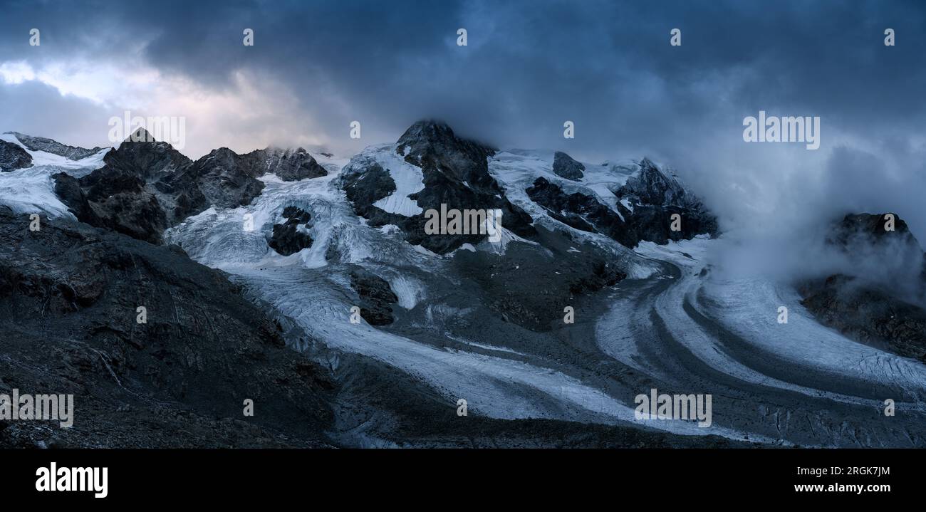 panorama of glaciers from Cabane du Mountet with Glacier Durand and ...