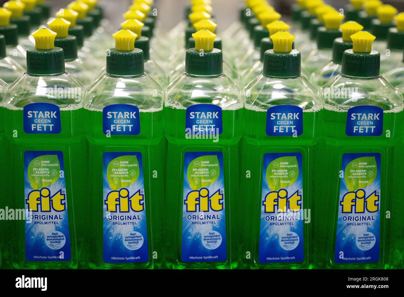Hirschfelde, Germany. 10th Aug, 2023. Flushing agent bottles in the ...