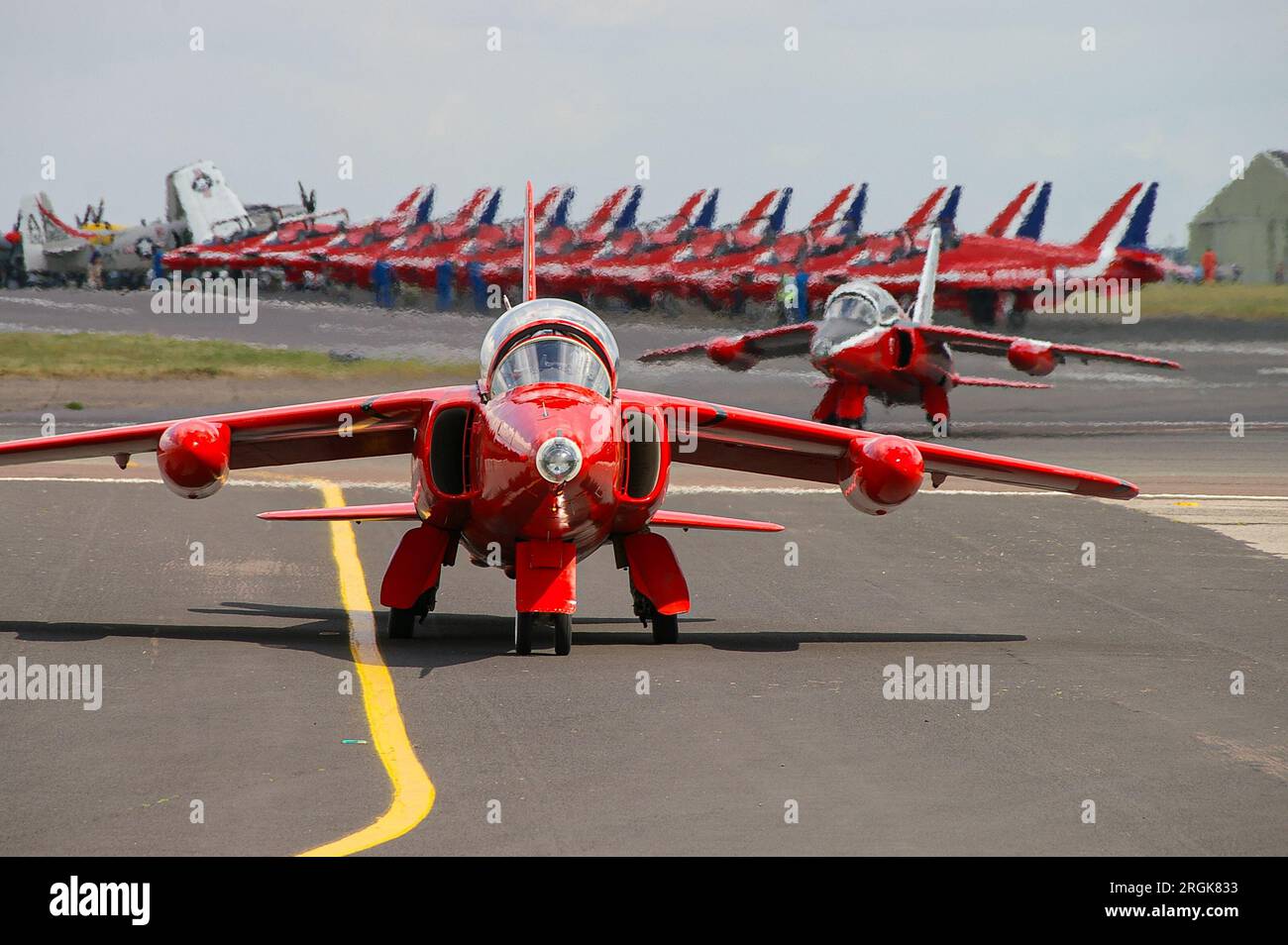 Red Gnat Display Team Folland Gnat T1 taxiing out at Biggin Hill with ...