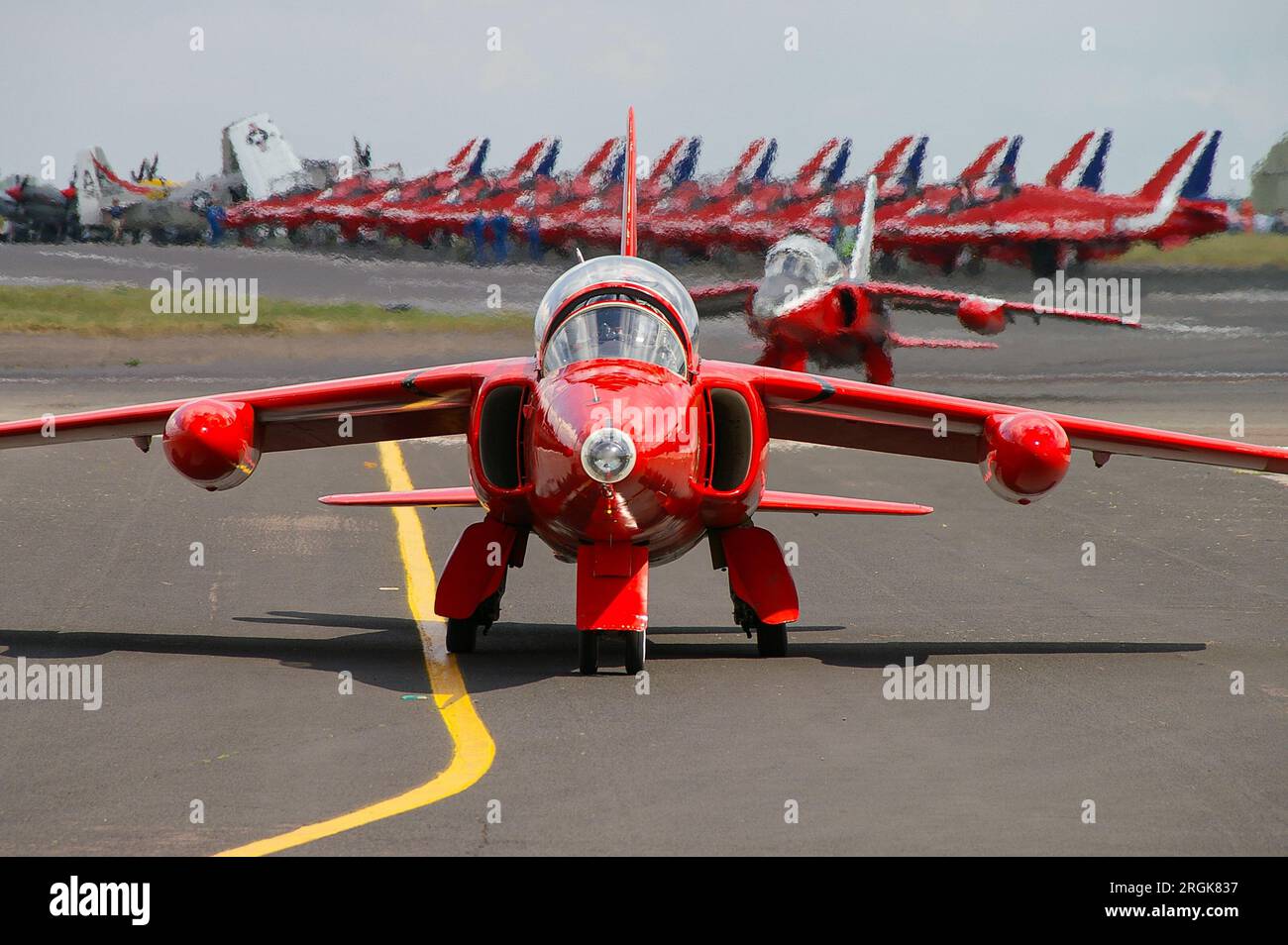 Red Gnat Display Team Folland Gnat T1 jets taxiing out for an airshow ...