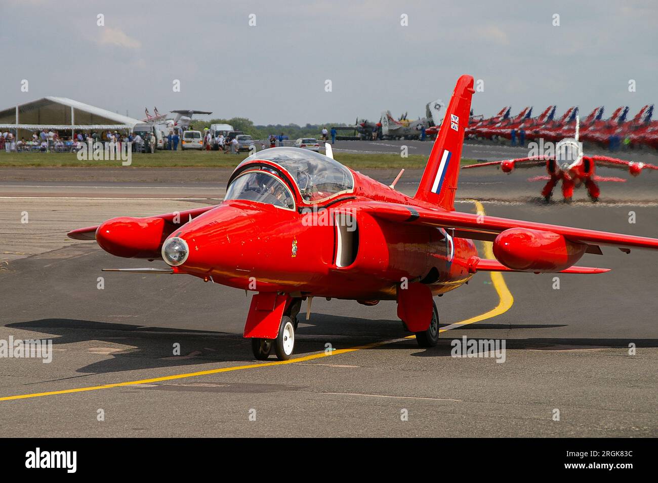 Red Gnat Display Team Folland Gnat T1 jets taxiing out at Biggin Hill ...