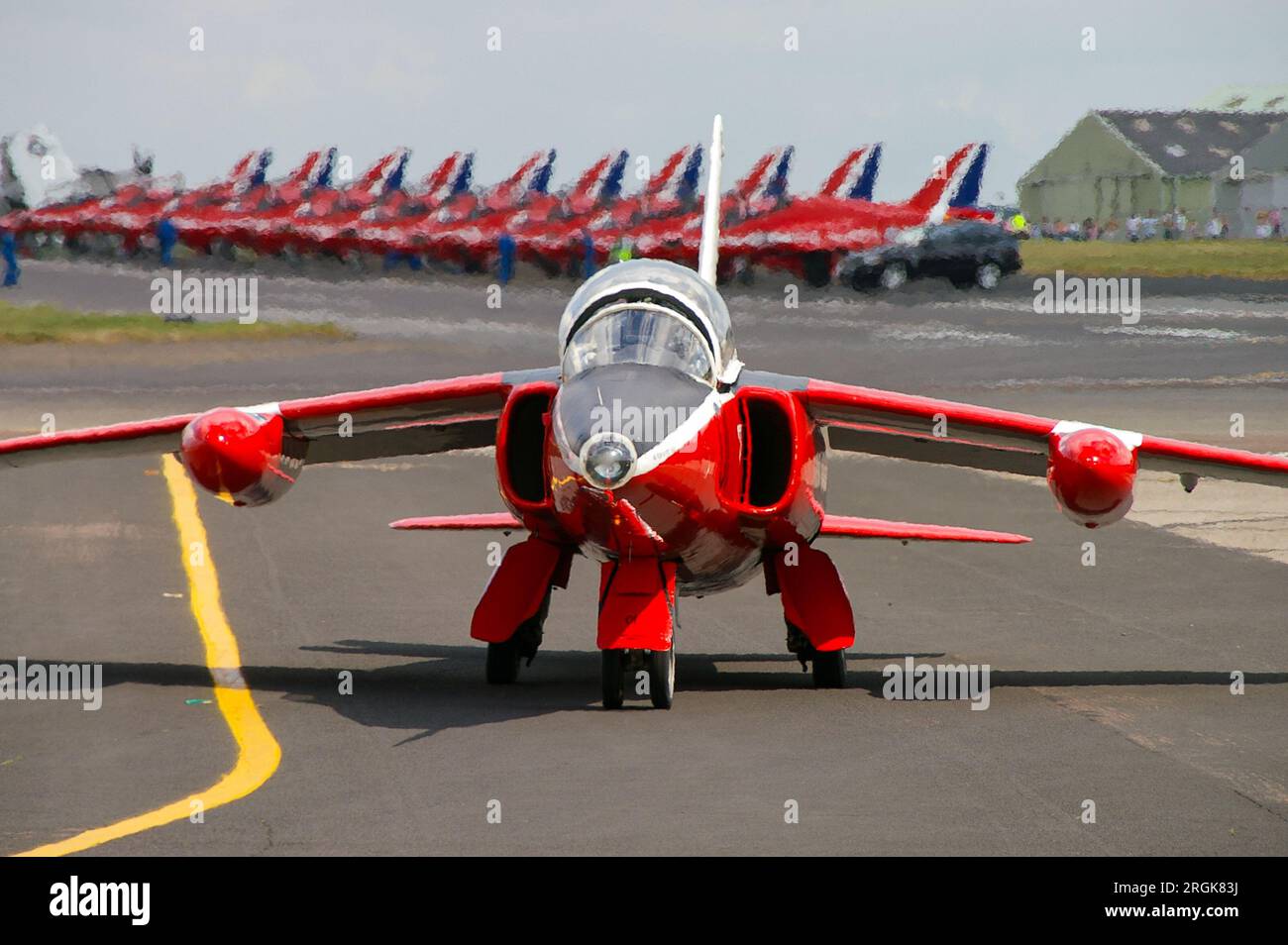 Former RAF jet trainer Red Gnat Display Team Folland Gnat T1 taxiing ...