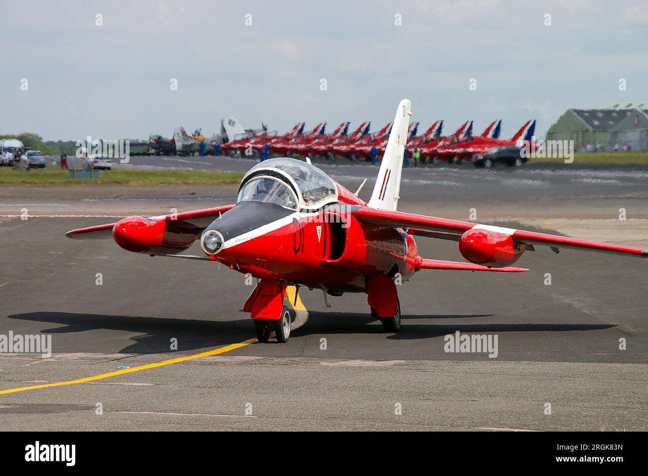 Former RAF jet trainer Red Gnat Display Team Folland Gnat T1 taxiing ...