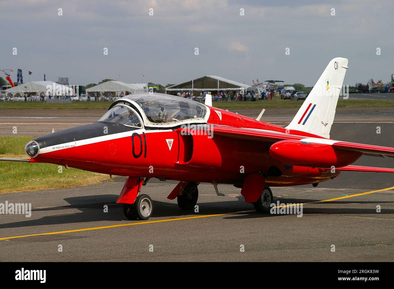 Former RAF jet trainer Red Gnat Display Team Folland Gnat T1 taxiing ...