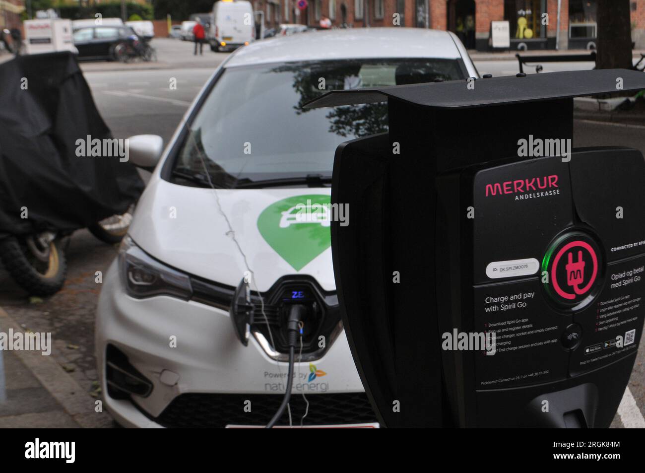 Copenhagen/Denmark/10 August 2023/Electric cars are recharge at Merkur ...