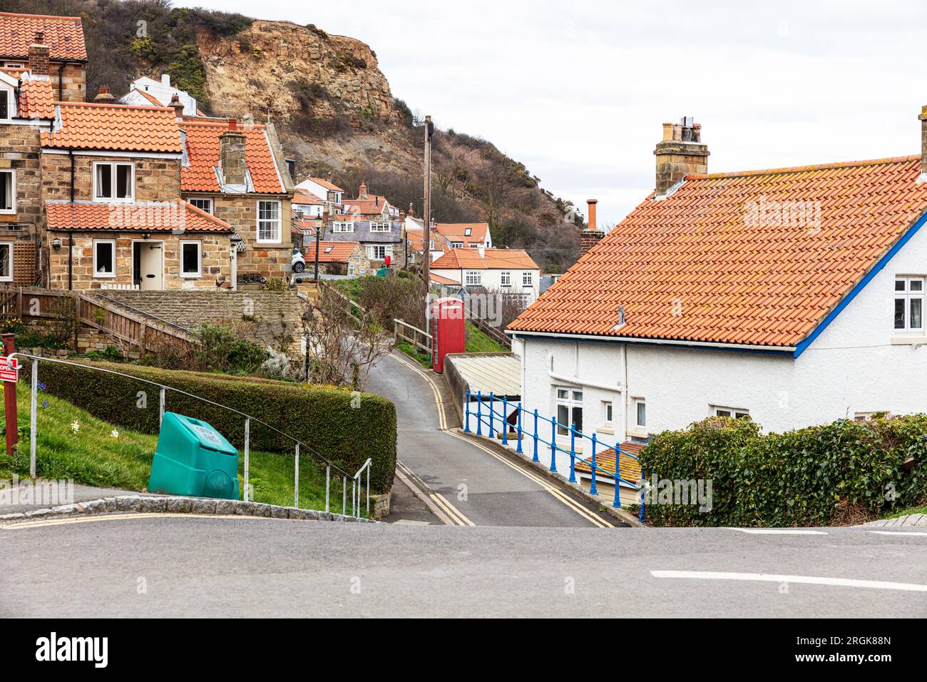 Runswick Bay, north Yorkshire, UK, England, coastal village, Runswick ...