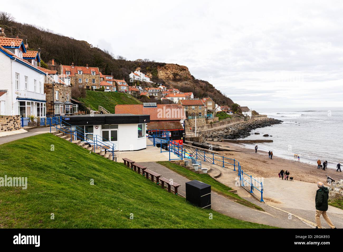 Runswick Bay, north Yorkshire, UK, England, coastal village, Runswick ...