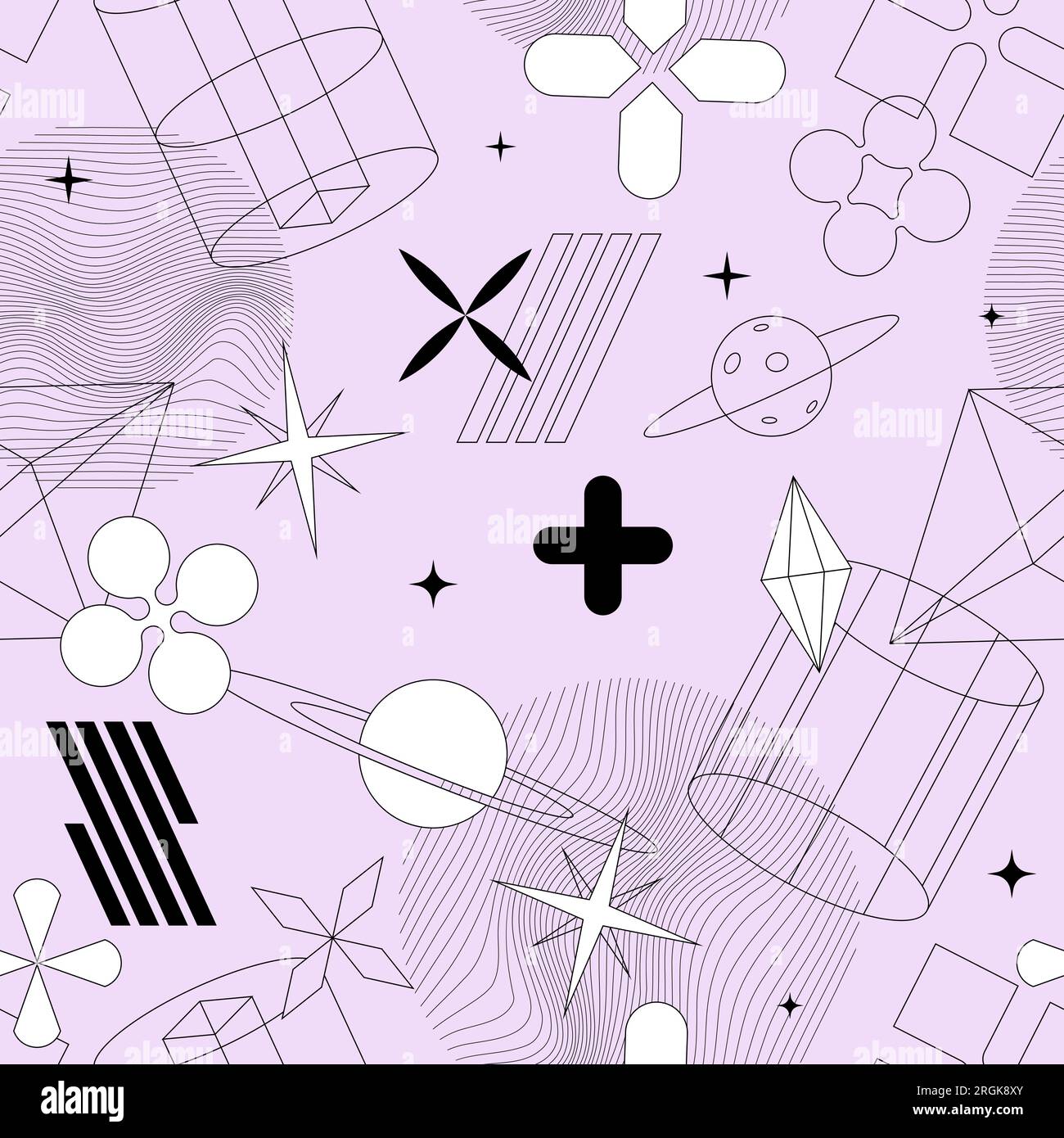Retrofuturism pattern, seamless background with abstract geometric ...