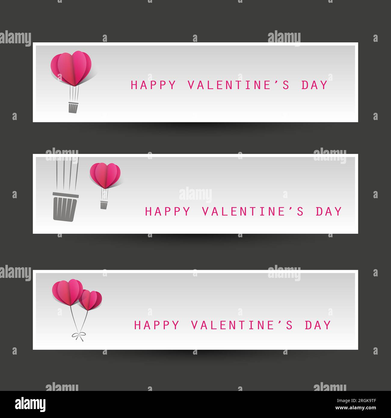 Valentine's Day Header Or Banner Design Templates With Heart Shaped ...