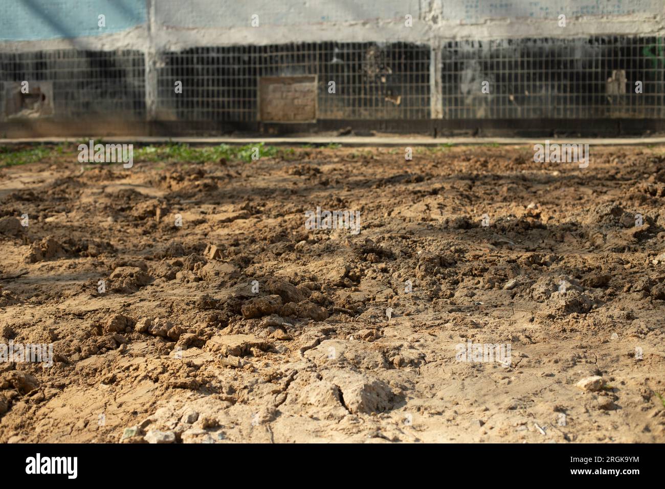 Construction near house. Excavated earth. Excavated soil. Construction ...