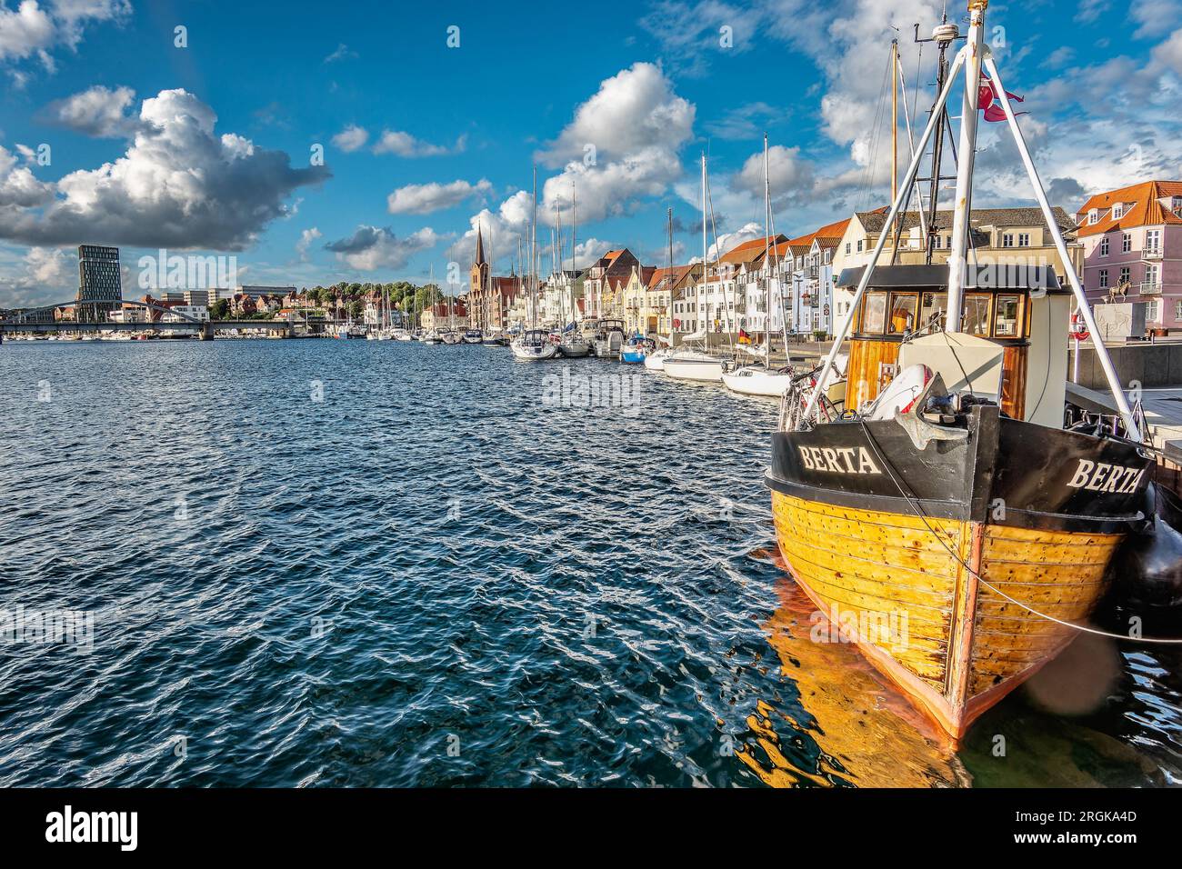 Soenderborg seafront with street life, Als Denmark Stock Photo - Alamy