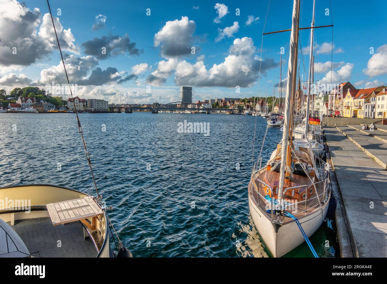 Soenderborg seafront with street life, Als Denmark Stock Photo - Alamy