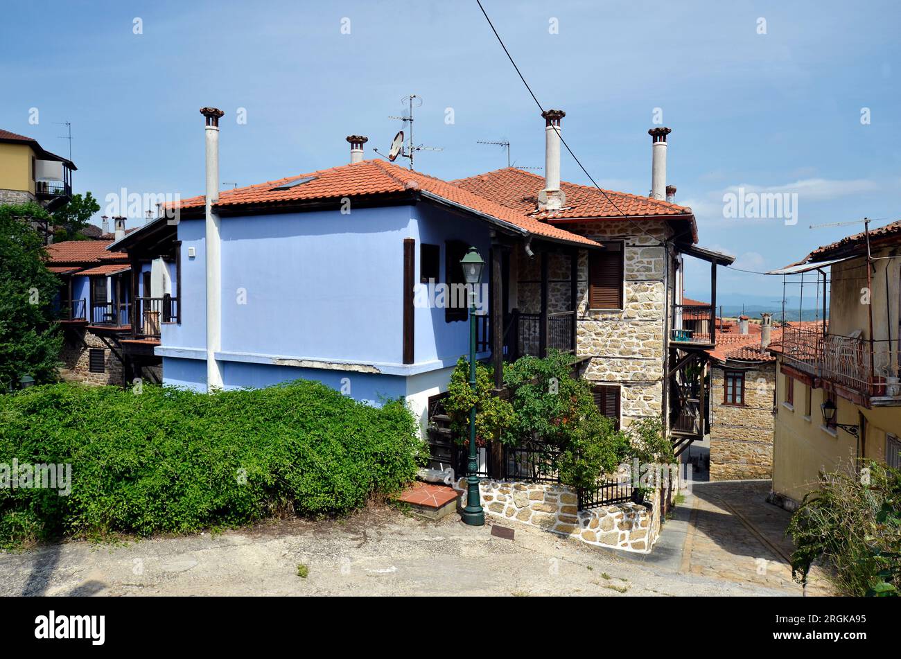 Arnea, Greece - colorful houses partly from the 19th century and ...