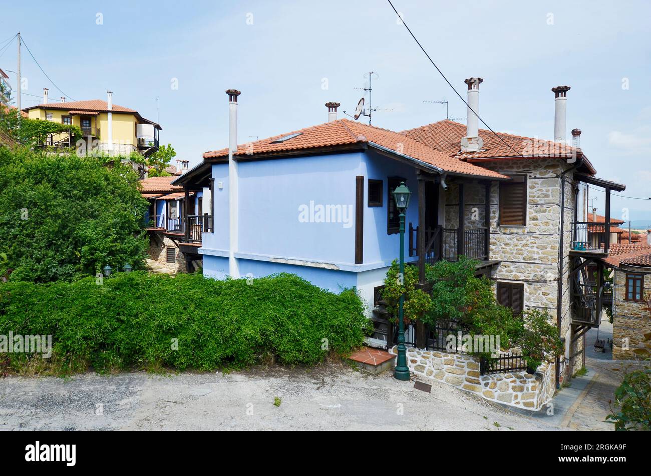 Arnea, Greece - colorful houses partly from the 19th century and ...