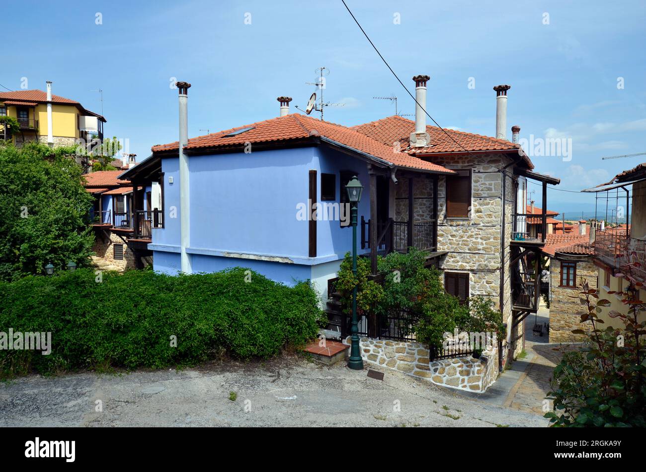Arnea, Greece - colorful houses partly from the 19th century and ...