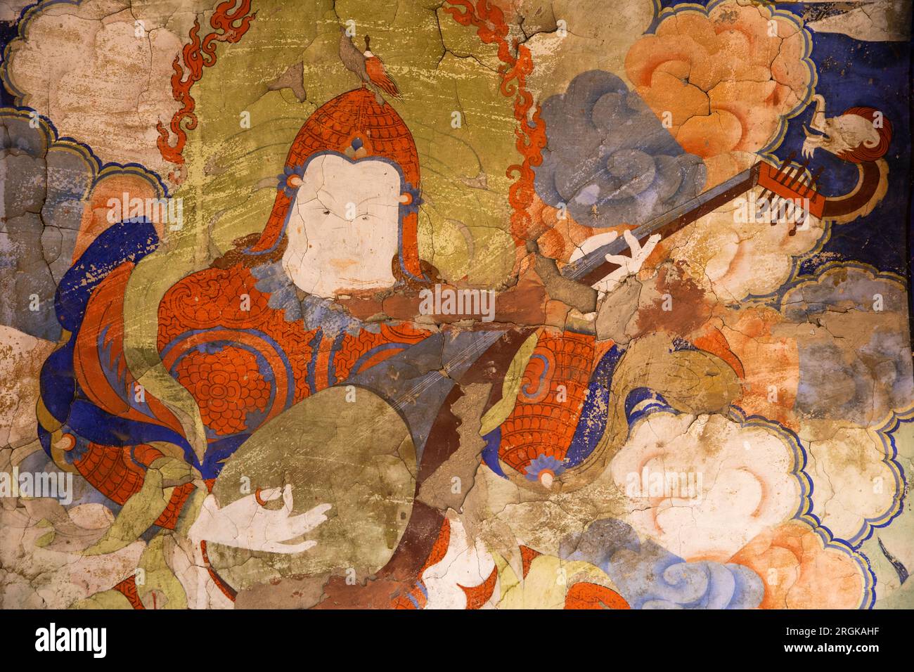 India, Ladakh, Zanskar, Bardan Monastery, small Prayer Hall interior ...