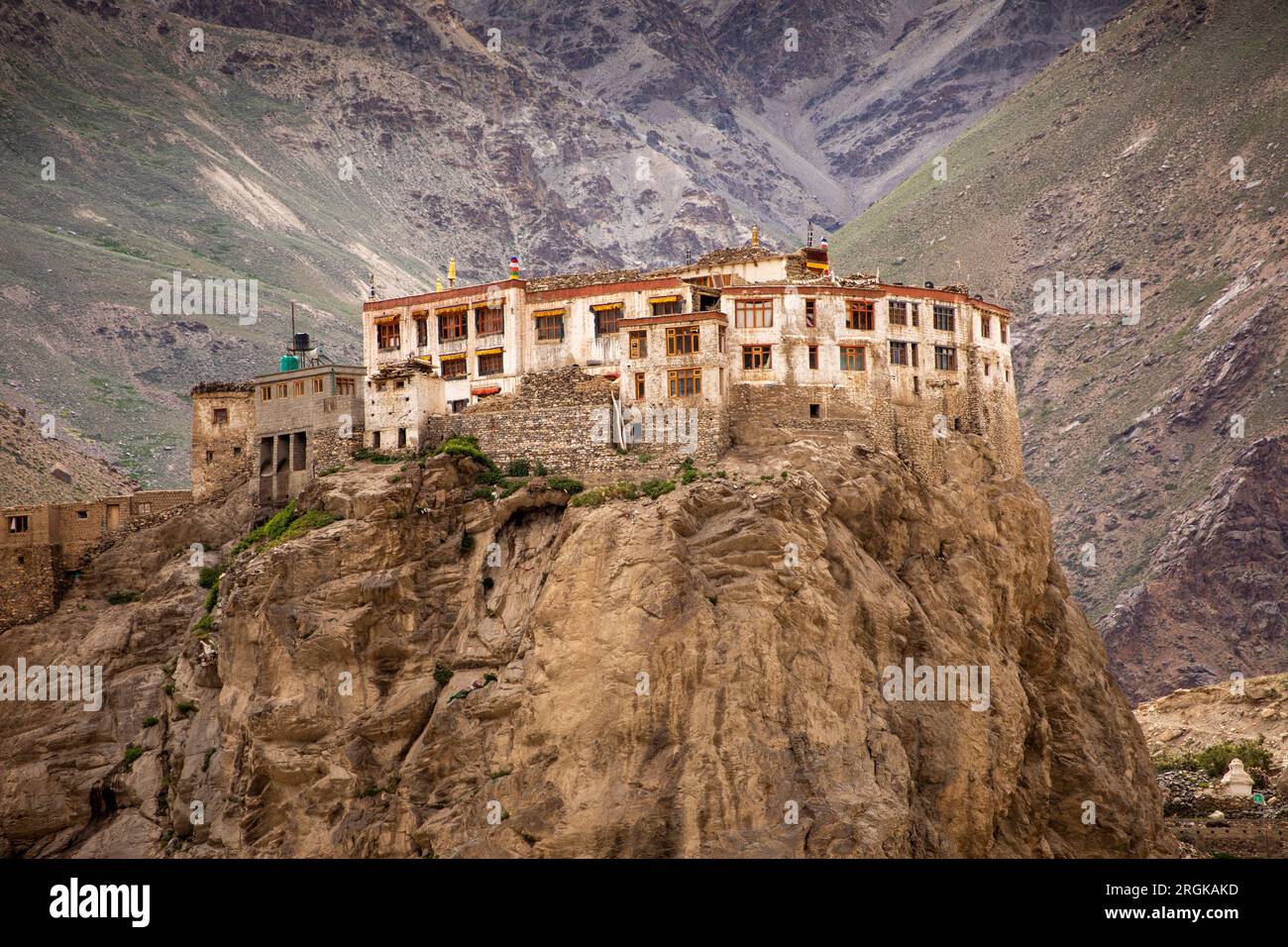India, Ladakh, Zanskar, Bardan Dogpa/Kargyud sect Monastery on rocky ...