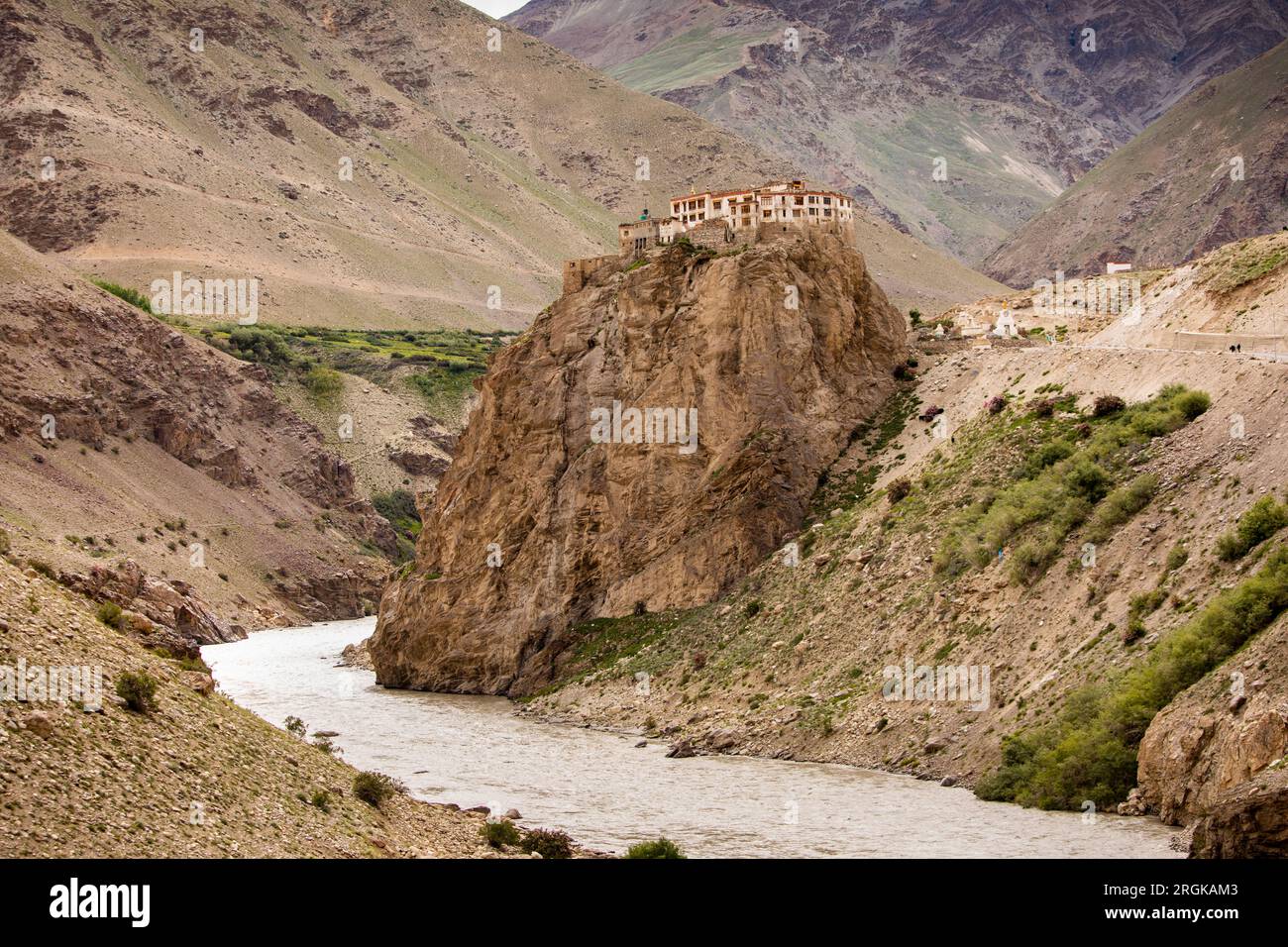 India, Ladakh, Zanskar, Bardan Dogpa/Kargyud sect Monastery above ...