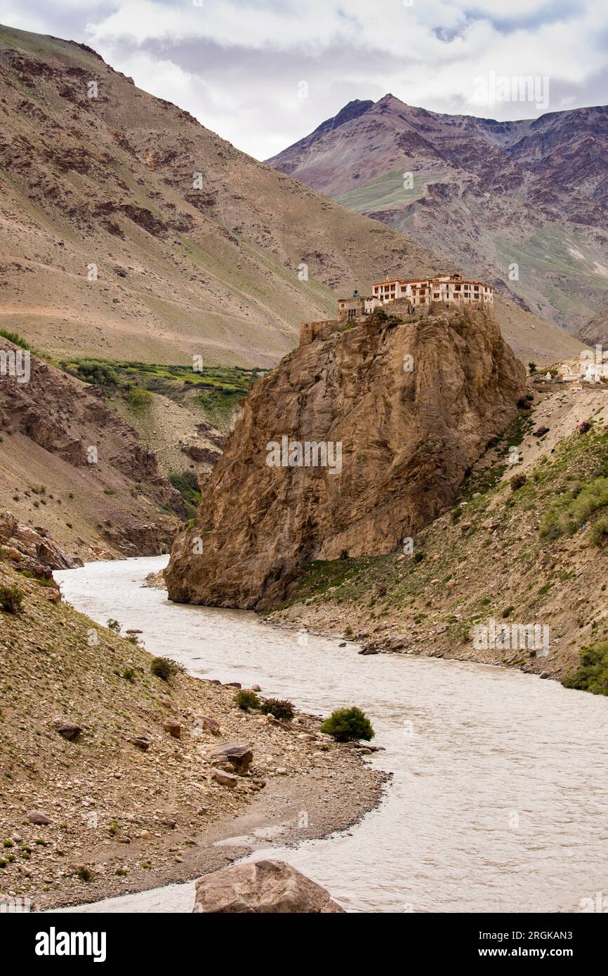 India, Ladakh, Zanskar, Bardan Dogpa/Kargyud sect Monastery above ...