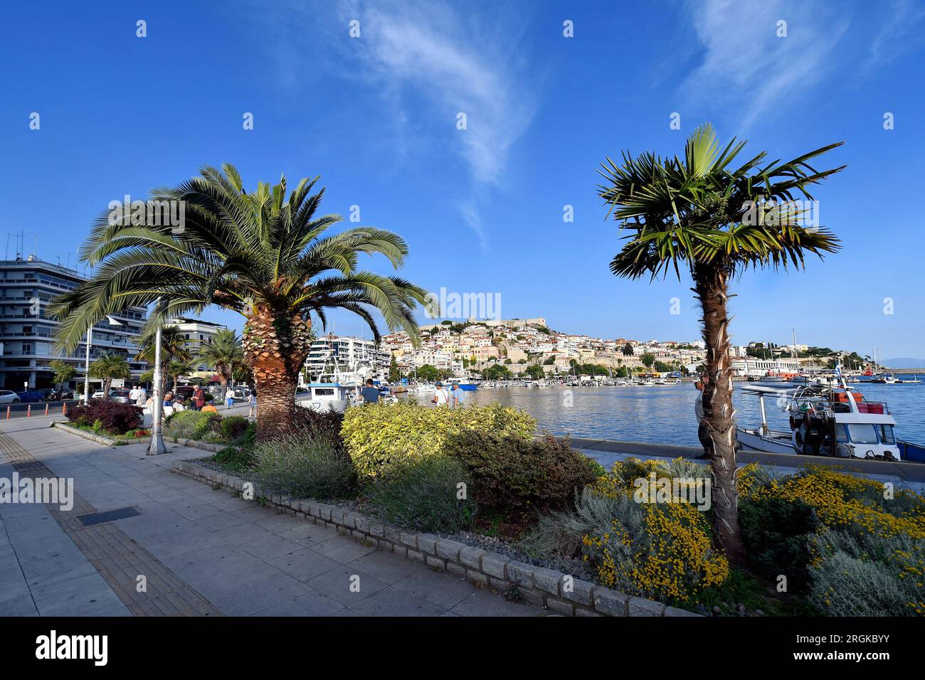 Kavala, Greece - June 13, 2023: Panoramic view of the city on the ...