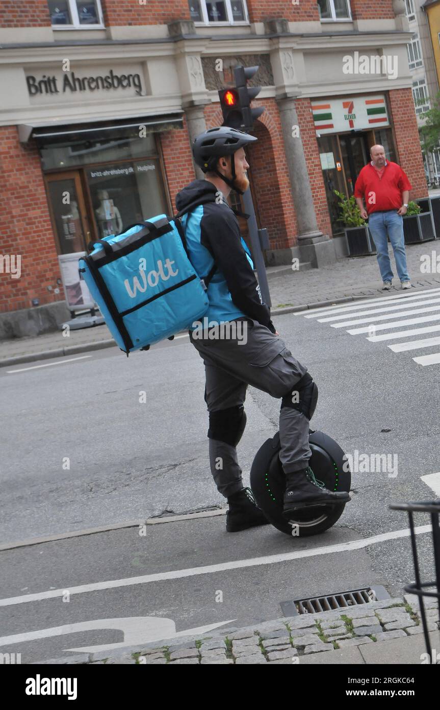 10 August 2023/Wolt partner food delivery man in danish capital ...