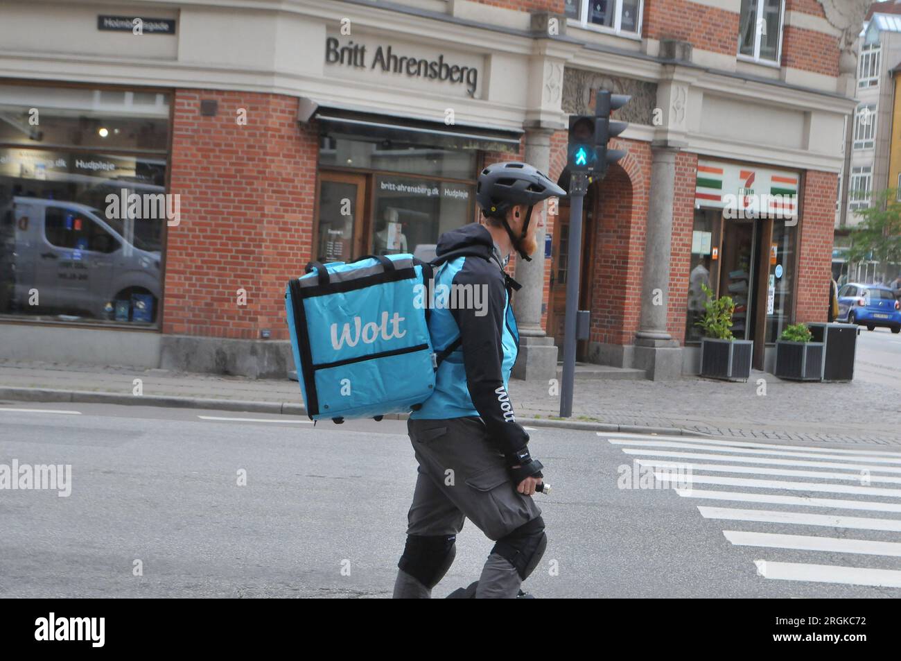 10 August 2023/Wolt partner food delivery man in danish capital ...