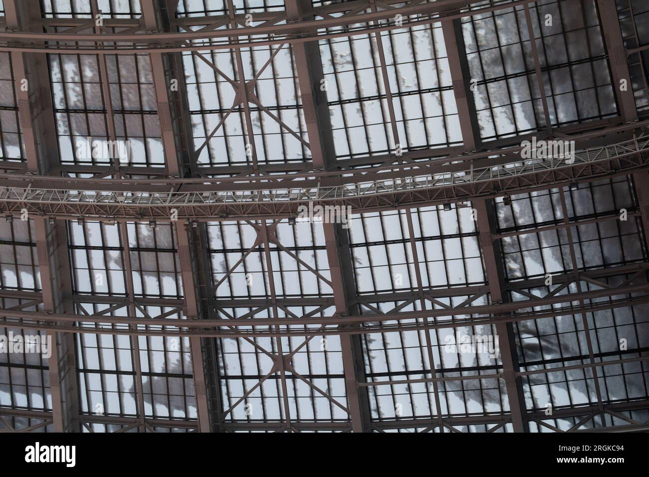 Roof of stadium. Grand Stadium. Open roof. Concrete Steel Structure ...