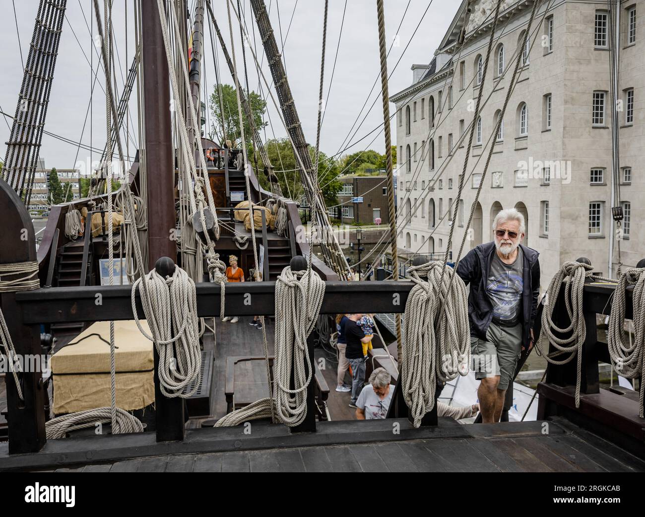 AMSTERDAM - Visitors of the Maritime Museum on the replica of a Spanish ...