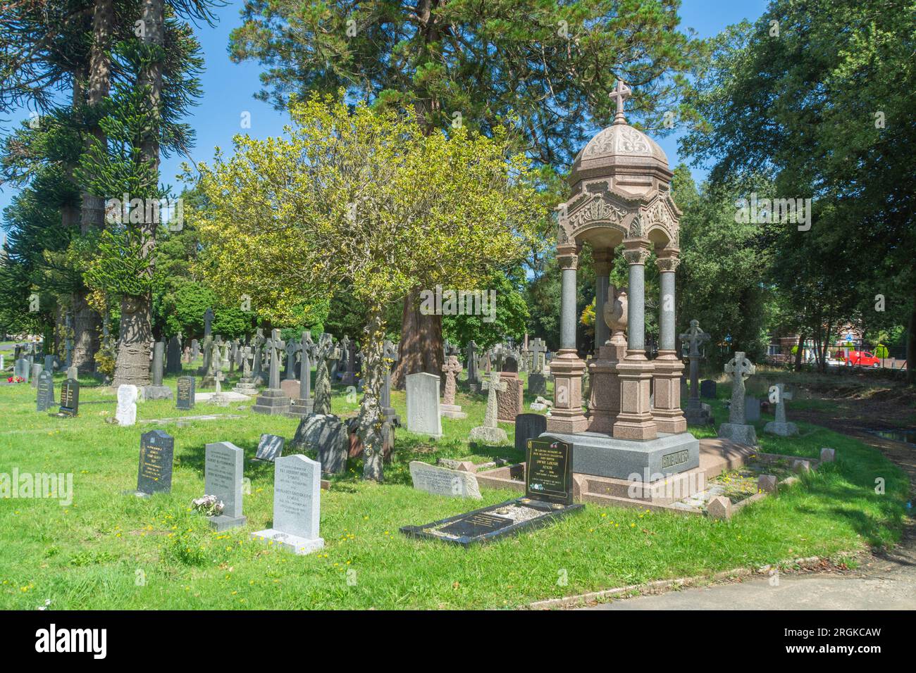 Bournemouth, UK - August 9th 2023: Graves at the Wimborne Road Cemetery ...