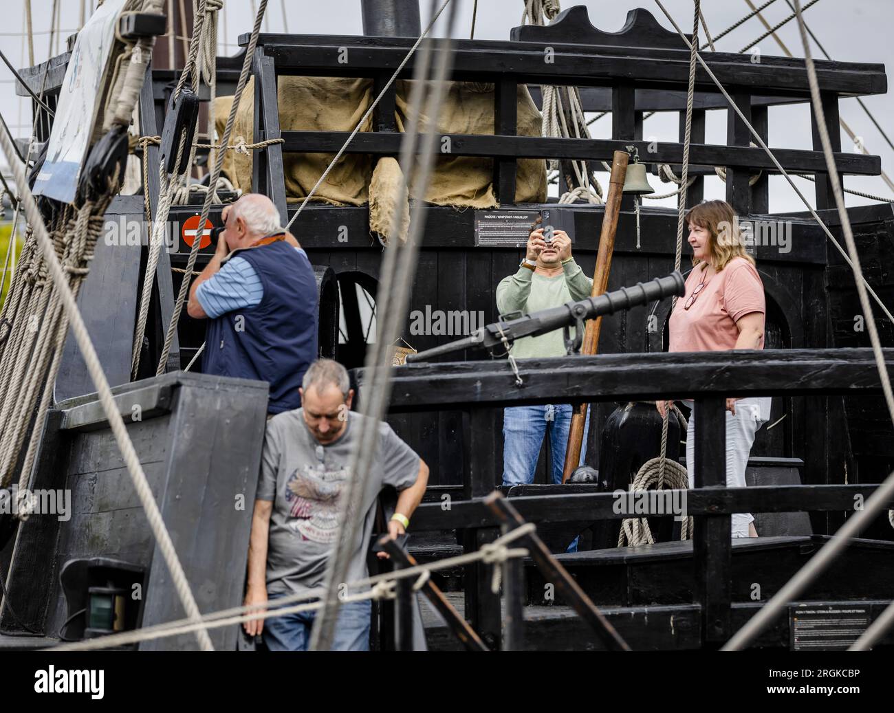 AMSTERDAM - Visitors of the Maritime Museum on the replica of a Spanish ...