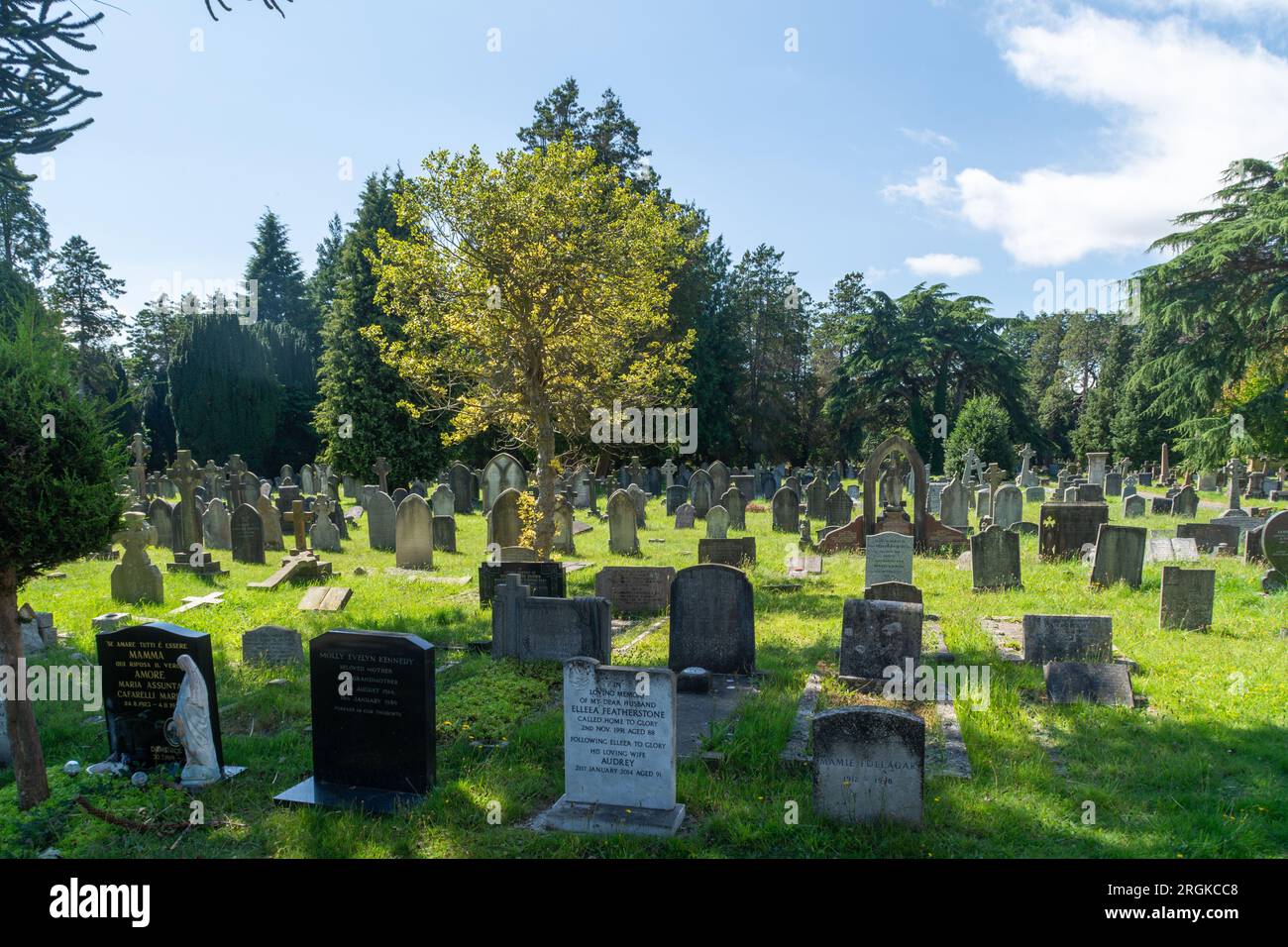 Bournemouth, UK - August 9th 2023: Graves at the Wimborne Road Cemetery ...