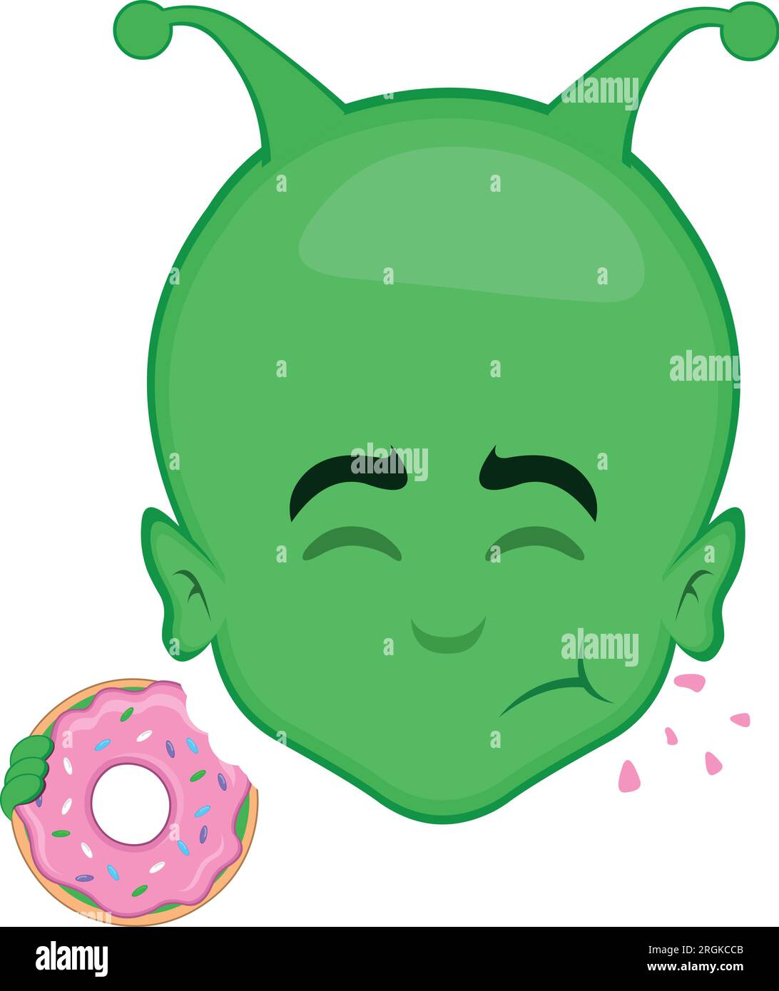 vector green alien et head cartoon eating donut Stock Vector Image ...