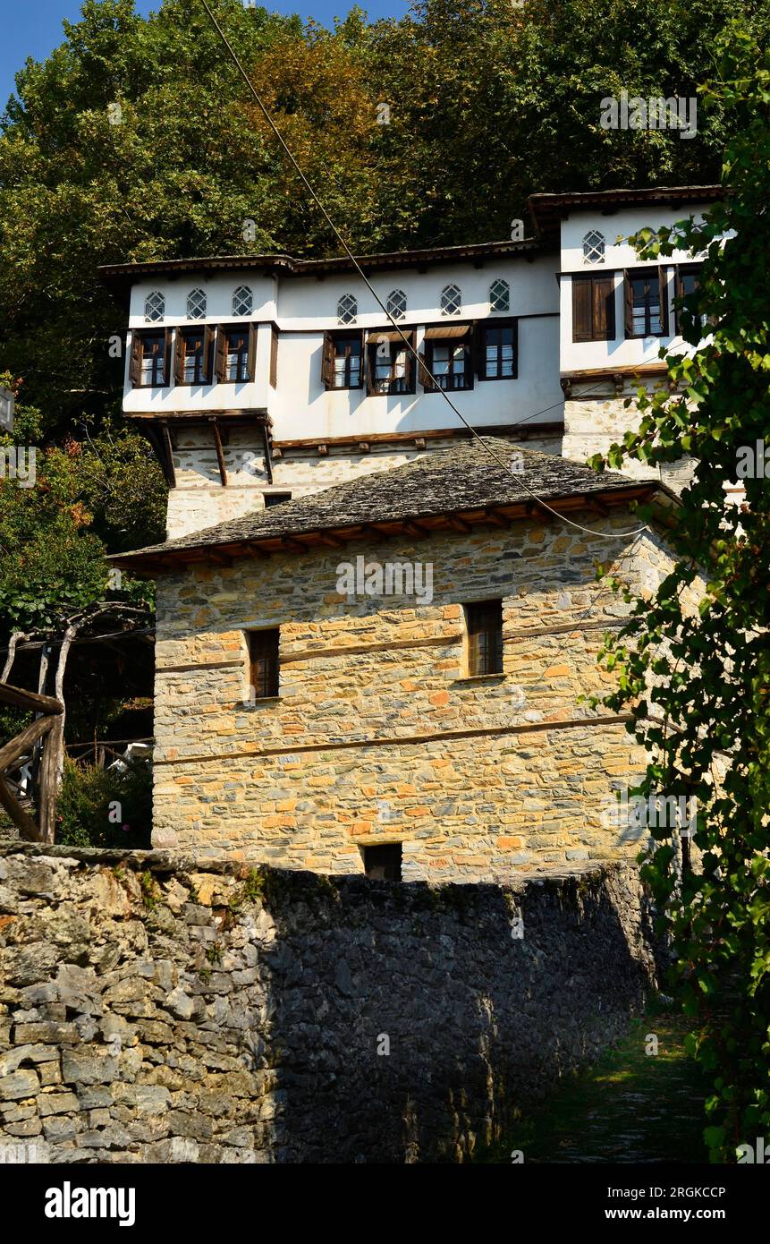 Greece, typical old mansion in the mountainous village of Vizitsa Stock ...