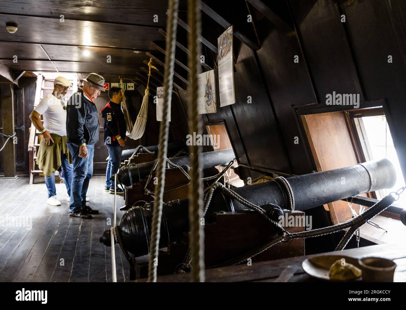AMSTERDAM - Visitors of the Maritime Museum on the replica of a Spanish ...
