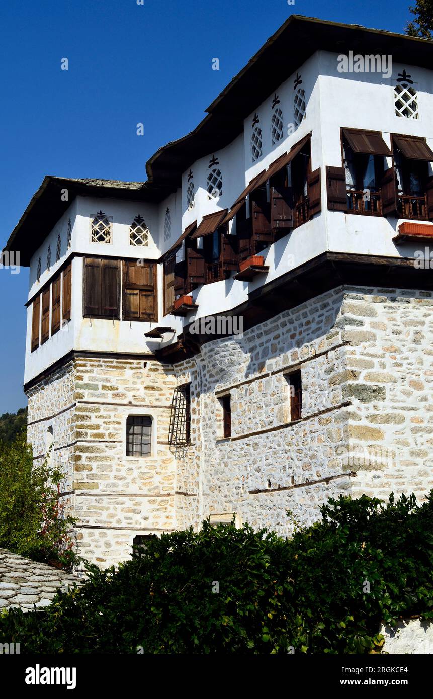 Greece, typical old mansion in the mountainous village of Vizitsa Stock ...