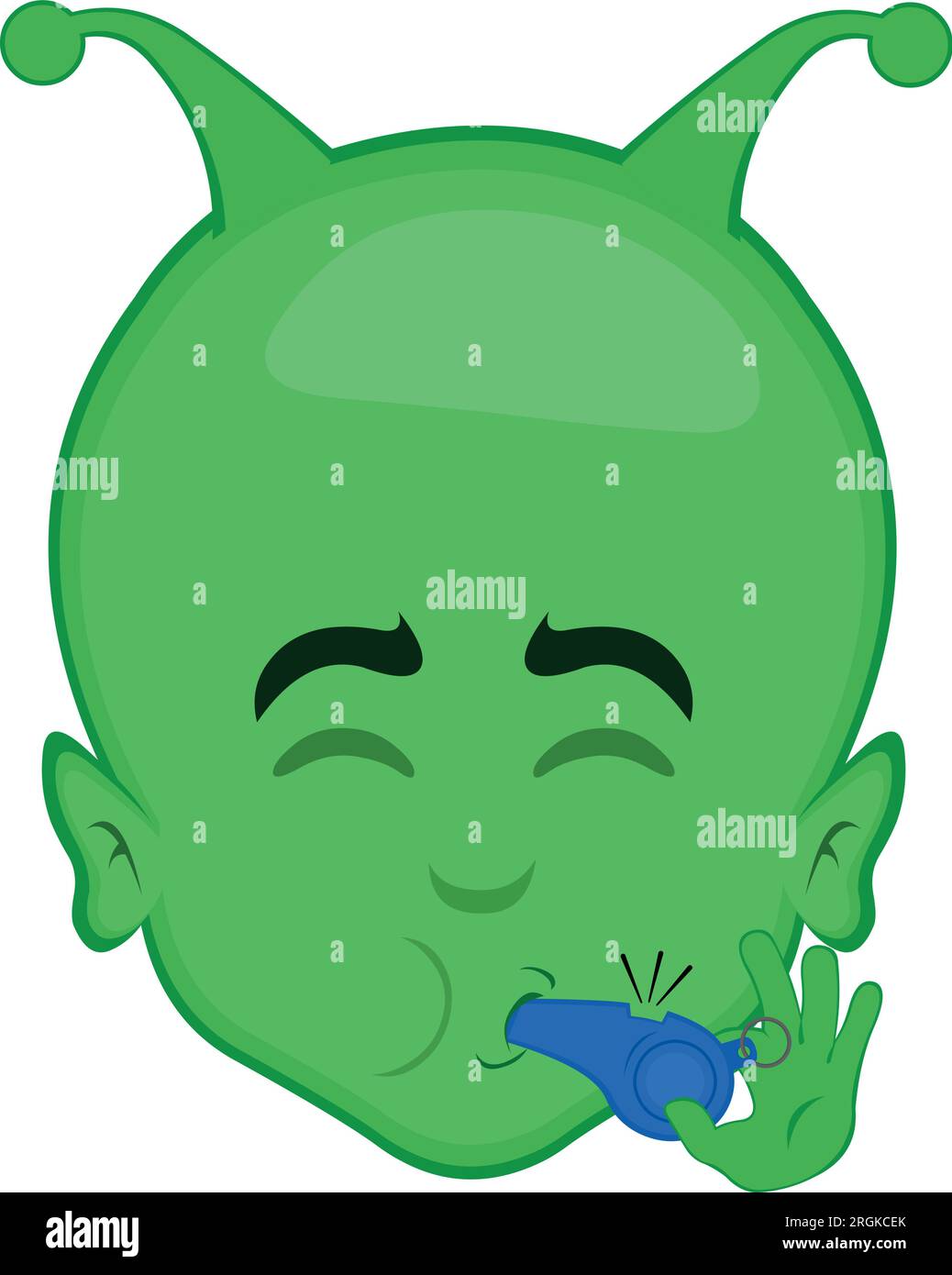 vector green alien et head cartoon blowing whistle Stock Vector Image ...