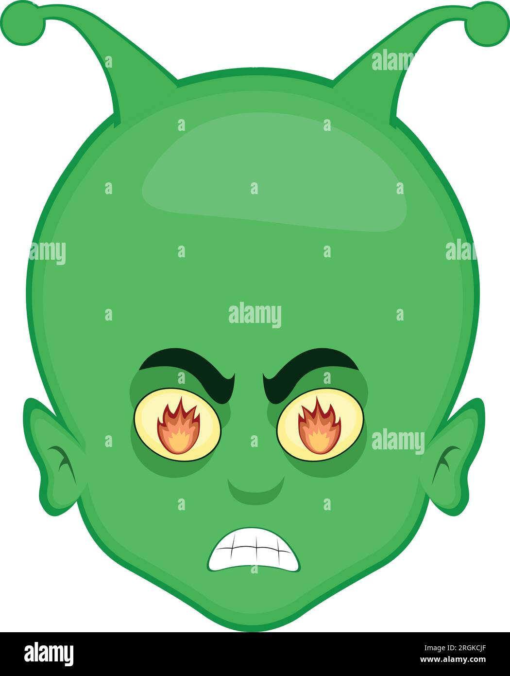 vector green alien et head cartoon fire eyes Stock Vector Image & Art ...