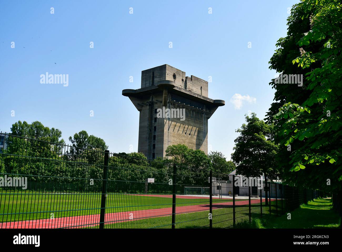Austria, the public Augarten Park with one of the two flak towers from ...