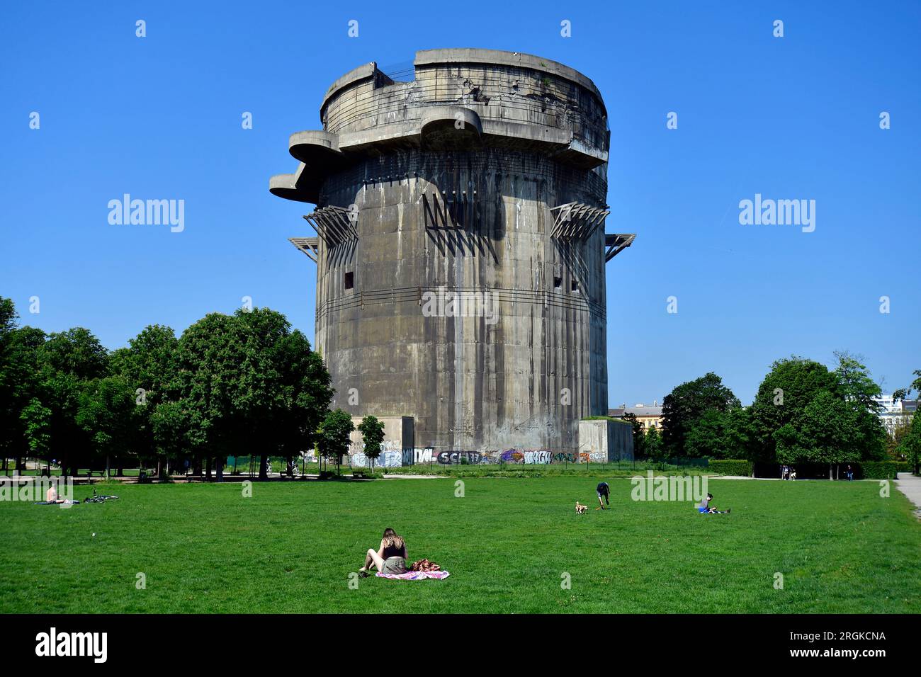 Vienna, Austria - May 21, 2023: The public Augarten Park with one of ...