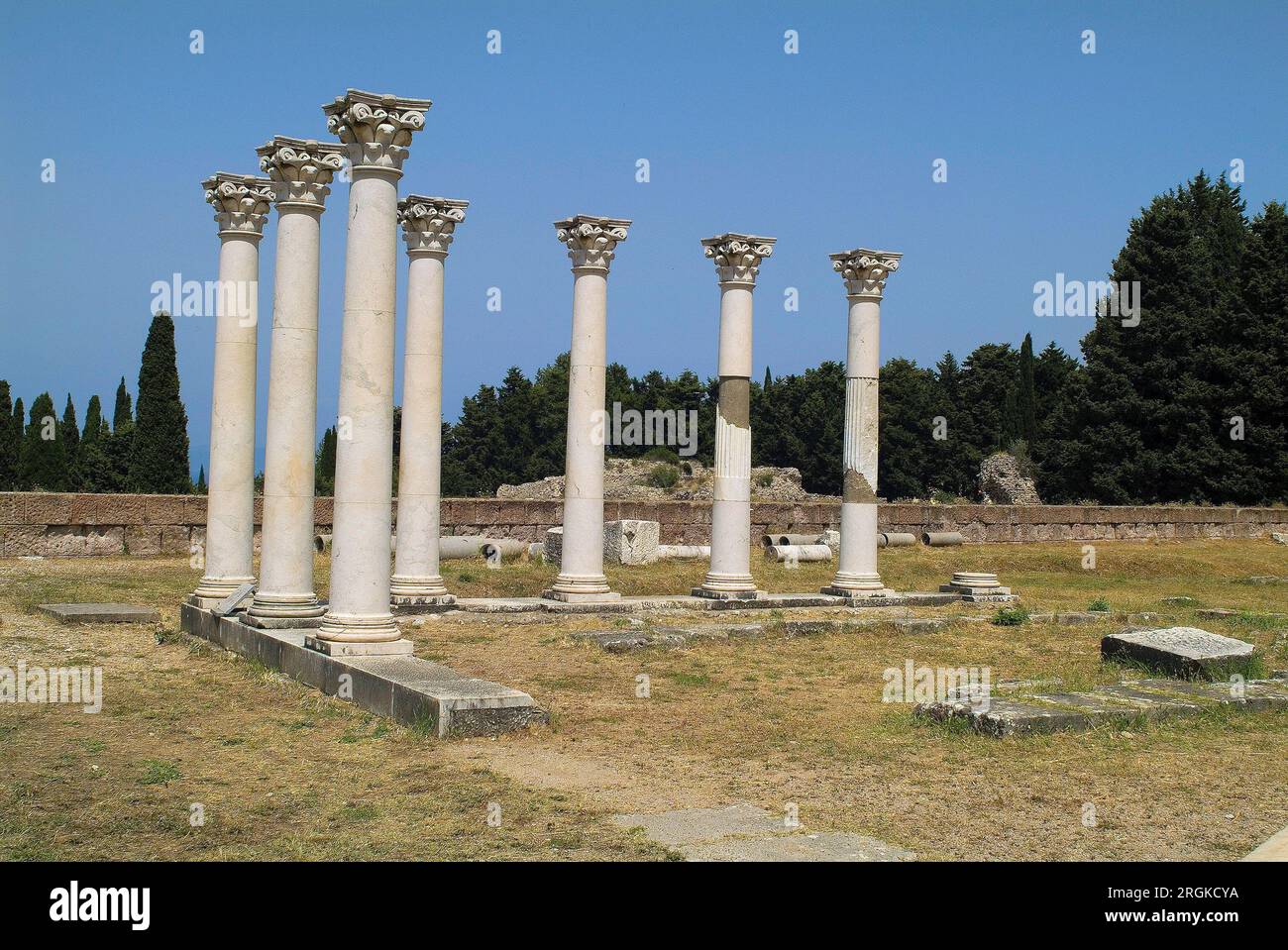 Greece, corinthian columns in ancient Asklepios on Cos island Stock ...