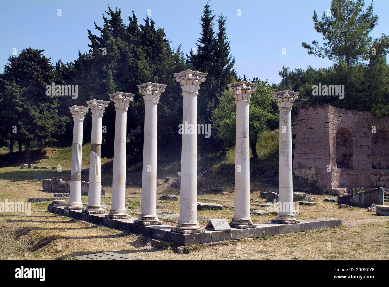 Greece, corinthian columns in ancient Asklepios on Cos island Stock ...