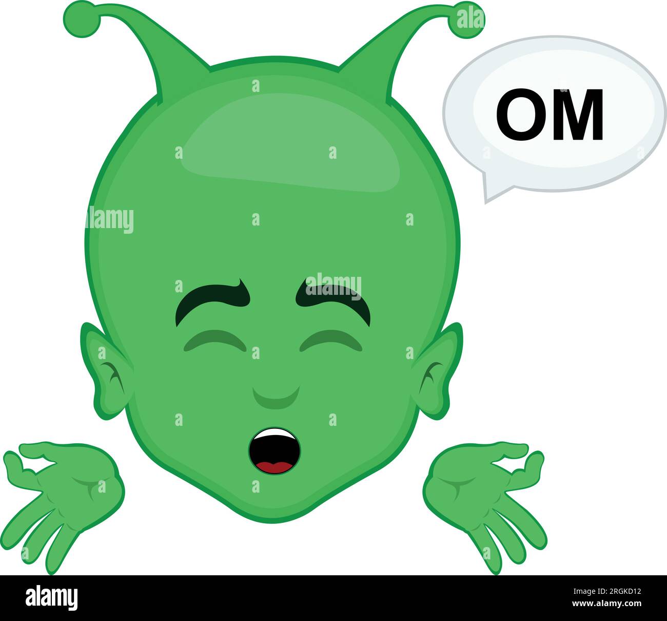 vector green alien et head cartoon meditating Stock Vector Image & Art ...