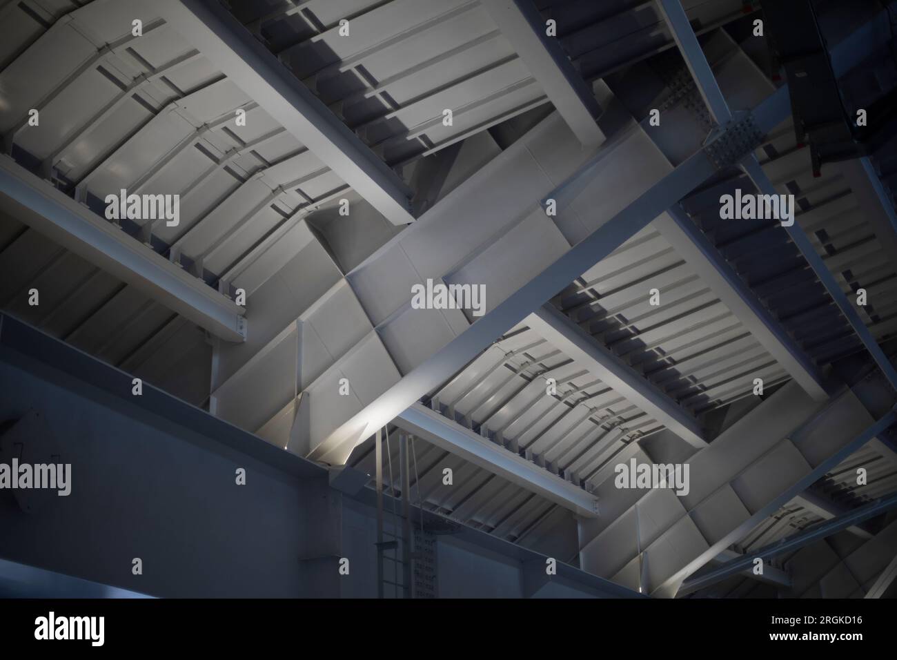 Ceiling in giant building. Large roof. Monumental architecture ...